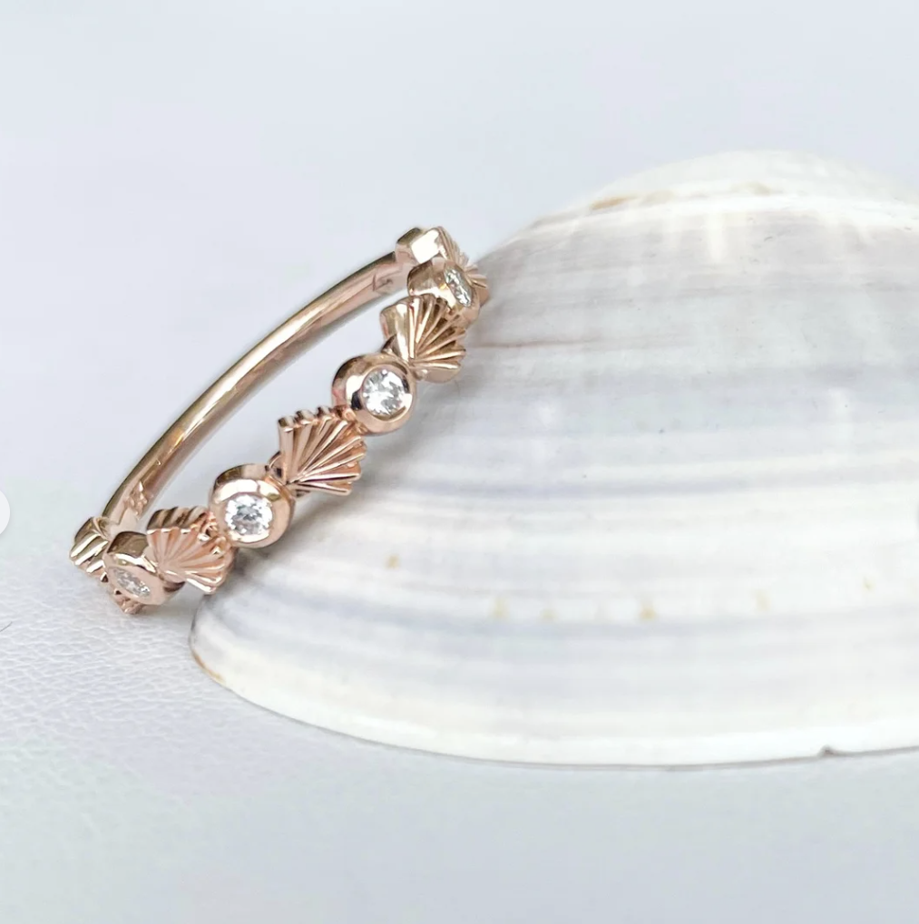 14k Rose Gold Diamond Seashell Band | Coast GoldWorks